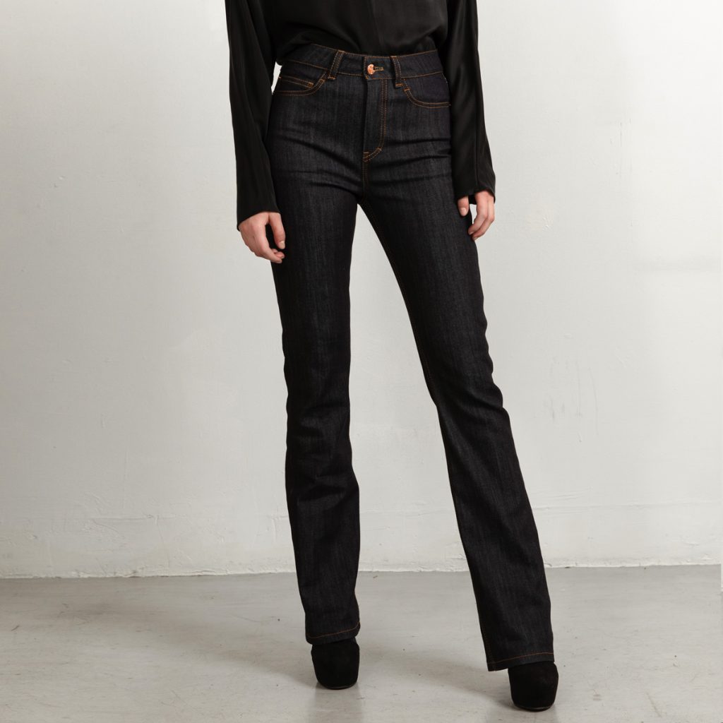 Blue selvedge made-to-measure flared jeans by Studio Heijne