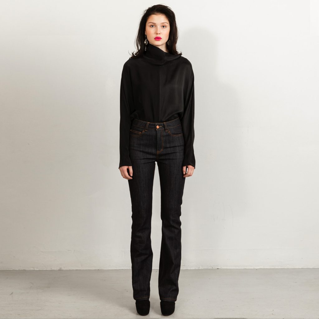 Blue selvedge made-to-measure flared jeans by Studio Heijne